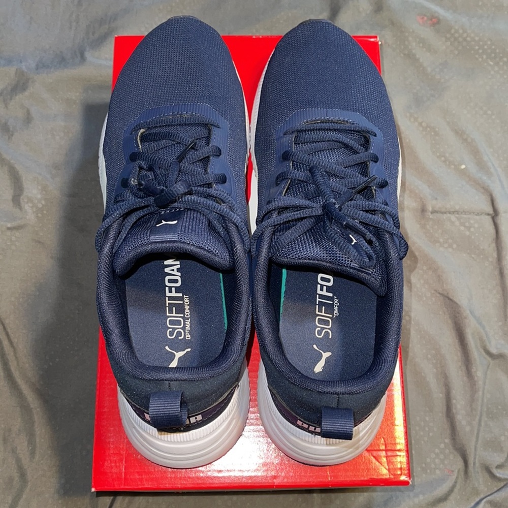 Puma Men’s Soft Foam+ Flyer Flex Navy Blue Sneaker Sh… - Gem